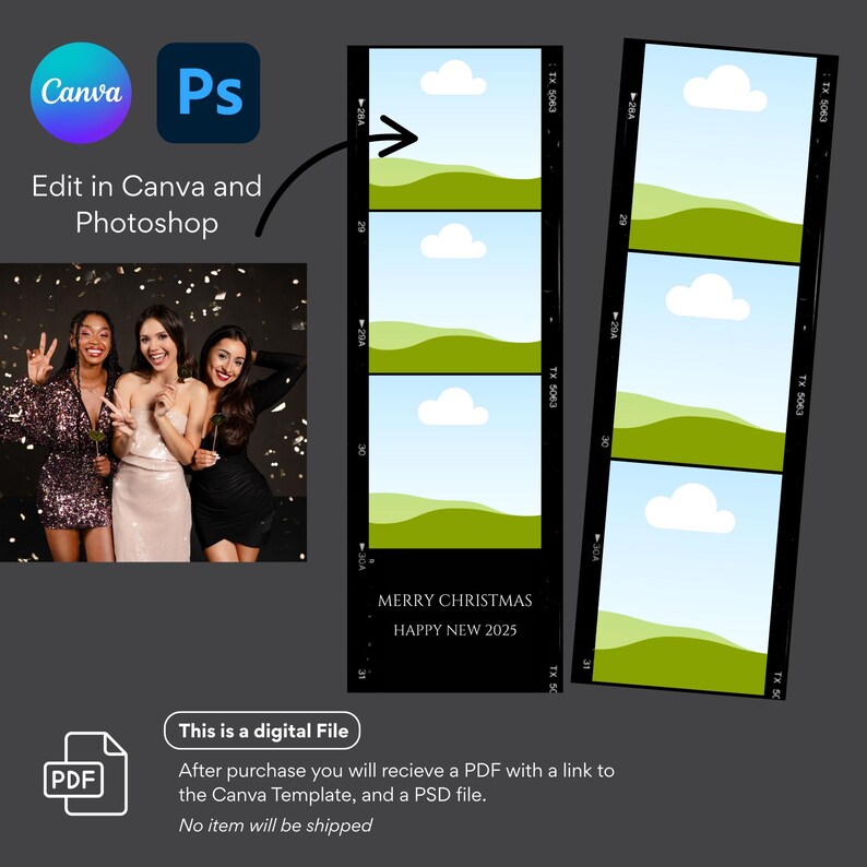 Photo Booth Strip Editable Template, Customizable Film Strip, Vintage ...