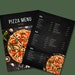 Black Pizza Menu Brochure Flyer for Pizzaria, Editable Template Canva ...