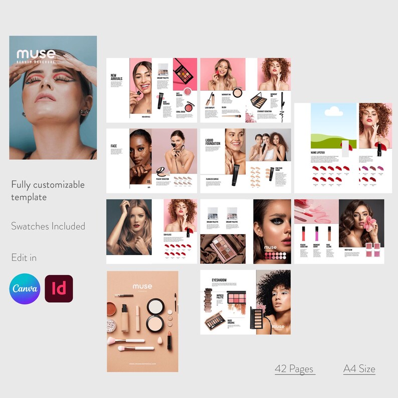 Makeup Brochure Template, Foundation Lipstick Swatches, Beauty ...