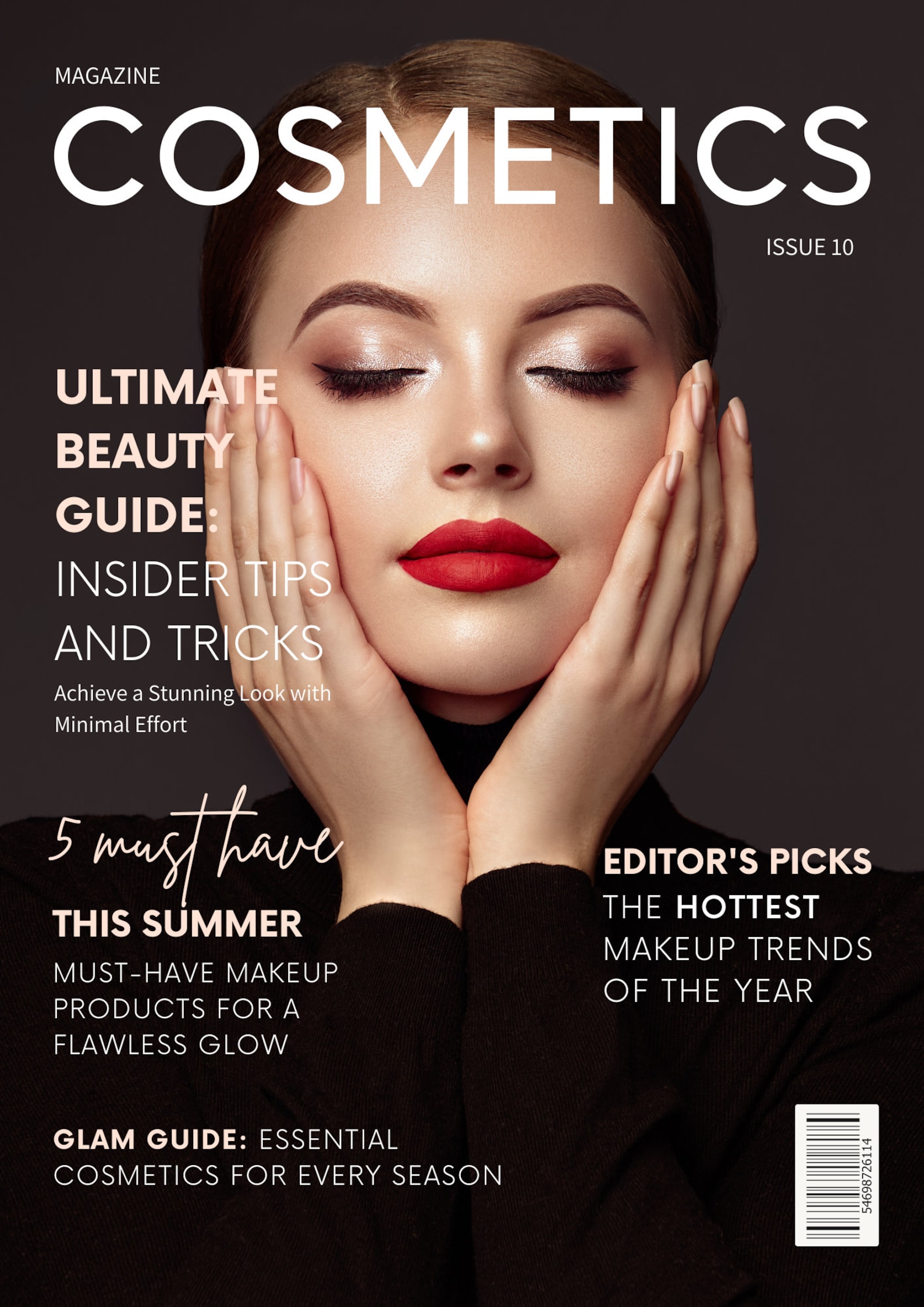 Cosmetics Magazine Cover Design Canva Template, Beauty Makeup and ...