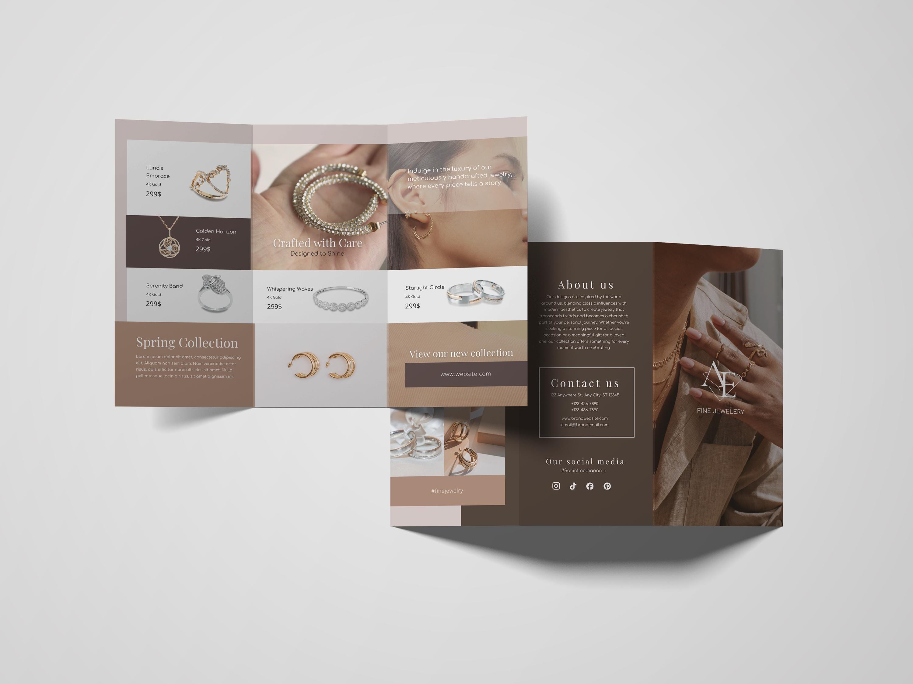 Trifold Jewelry Brochure, Editable Canva Template, Foldable Leaflet EU ...