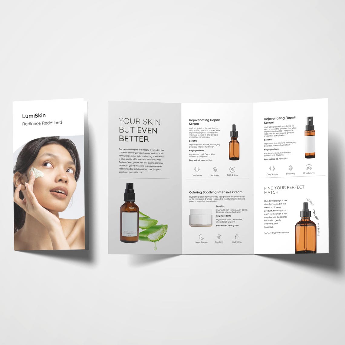 Cosmetic Trifold Brochure Template : Professional Product Showcase for ...