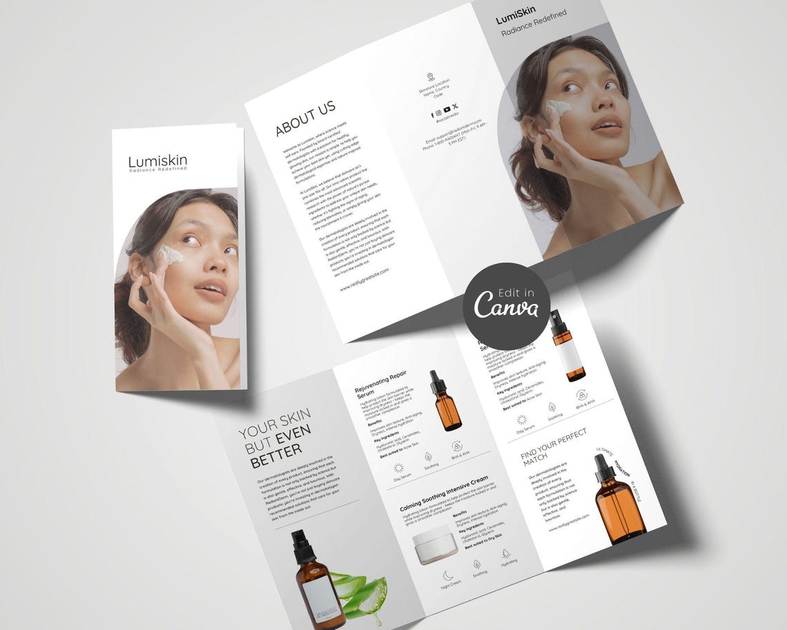 Cosmetic Trifold Brochure Template : Professional Product Showcase for ...
