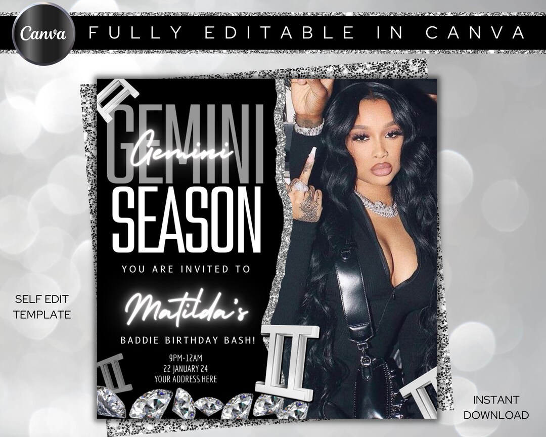 Gemini Birthday Flyer, Gemini Bash Flyer, Birthday Flyer, Birthday Girl ...