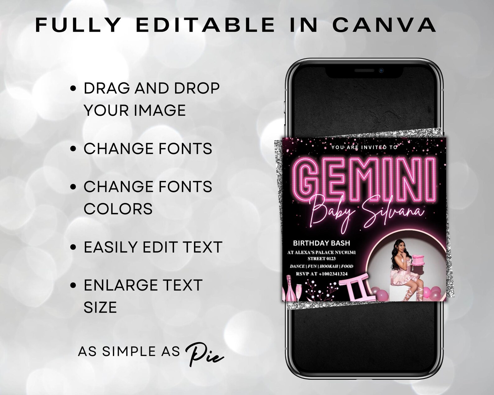 Gemini Birthday Flyer, Gemini Bash Flyer, Birthday Flyer, Birthday Girl ...
