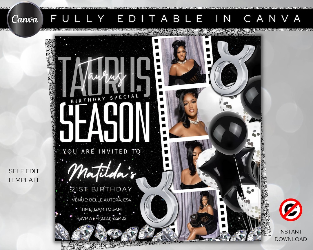 Taurus Birthday Flyer, Taurus Bash Flyer, Birthday Flyer, Birthday Girl ...