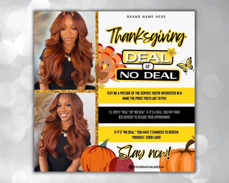 Thanksgiving Deal or No Deal Flyer, November Booking Flyer ...