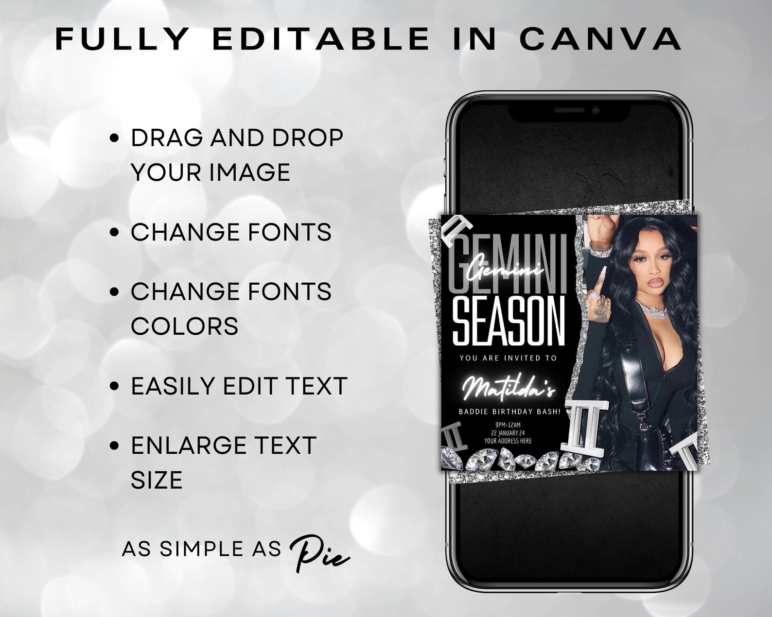 Gemini Birthday Flyer, Gemini Bash Flyer, Birthday Flyer, Birthday Girl ...