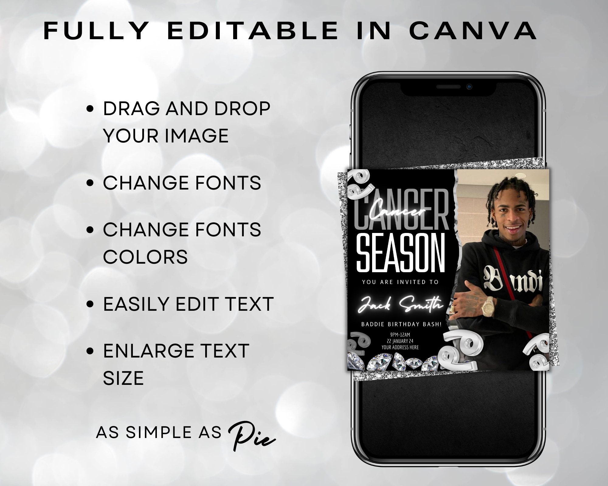 Cancer Birthday Flyer, Cancer Men Birthday Flyer, Cancer Bash Flyer ...