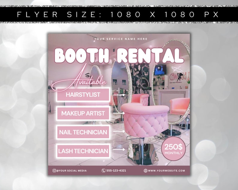Booth Rental Flyer, DIY Flyer Template Design, Store Rental Flyer ...