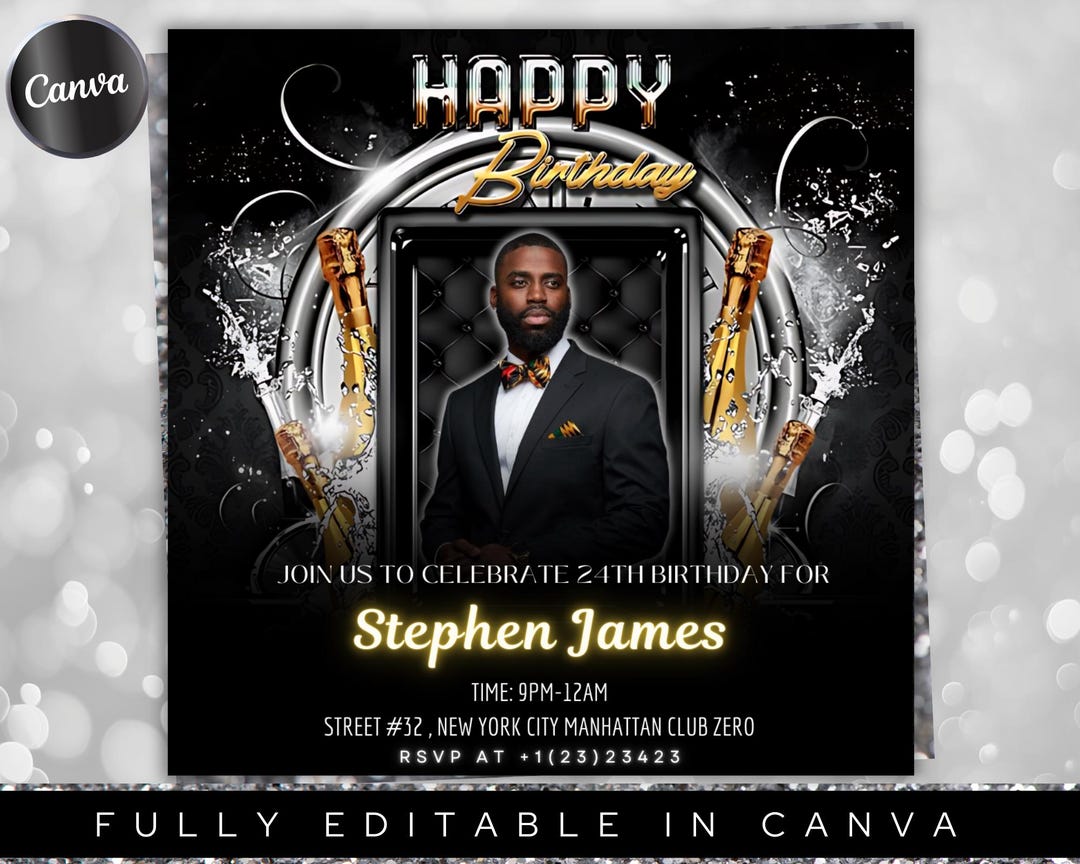 Men Birthday Flyer, Birthday Flyer for Men, Birthday Invitation ...