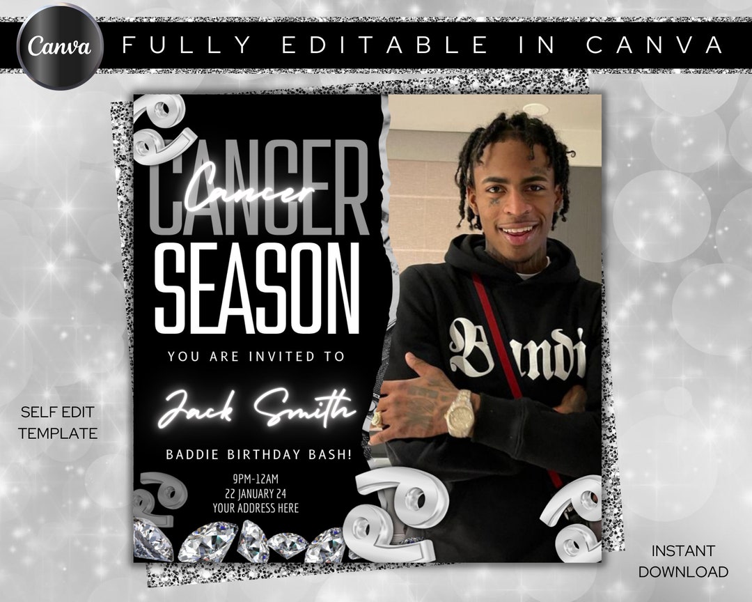 Cancer Birthday Flyer, Cancer Men Birthday Flyer, Cancer Bash Flyer ...