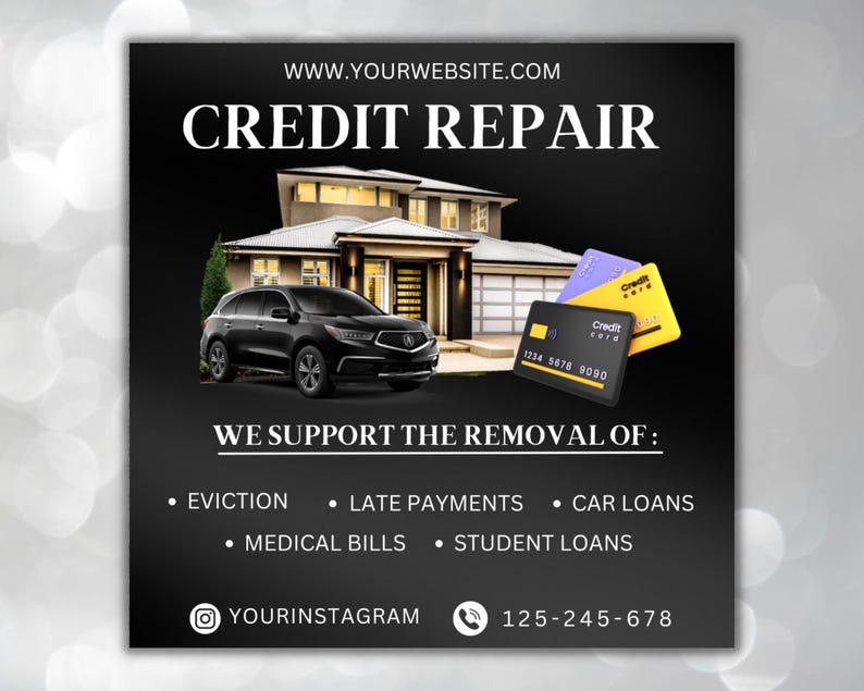 Credit Repair Services Flyer, DIY Flyer Template Design, Credit ...