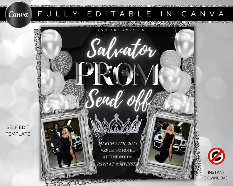 Prom Send off Flyer, DIY Prom Flyer, Prom Canva Template, Prom Send Off ...