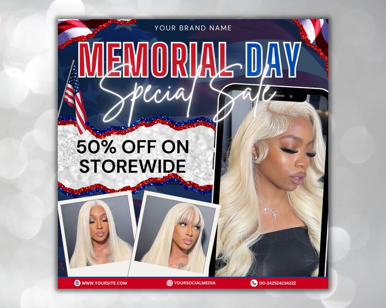 Memorial Day Booking Flyer, Memorial Day Sale Flyer, May Flyer, Canva ...