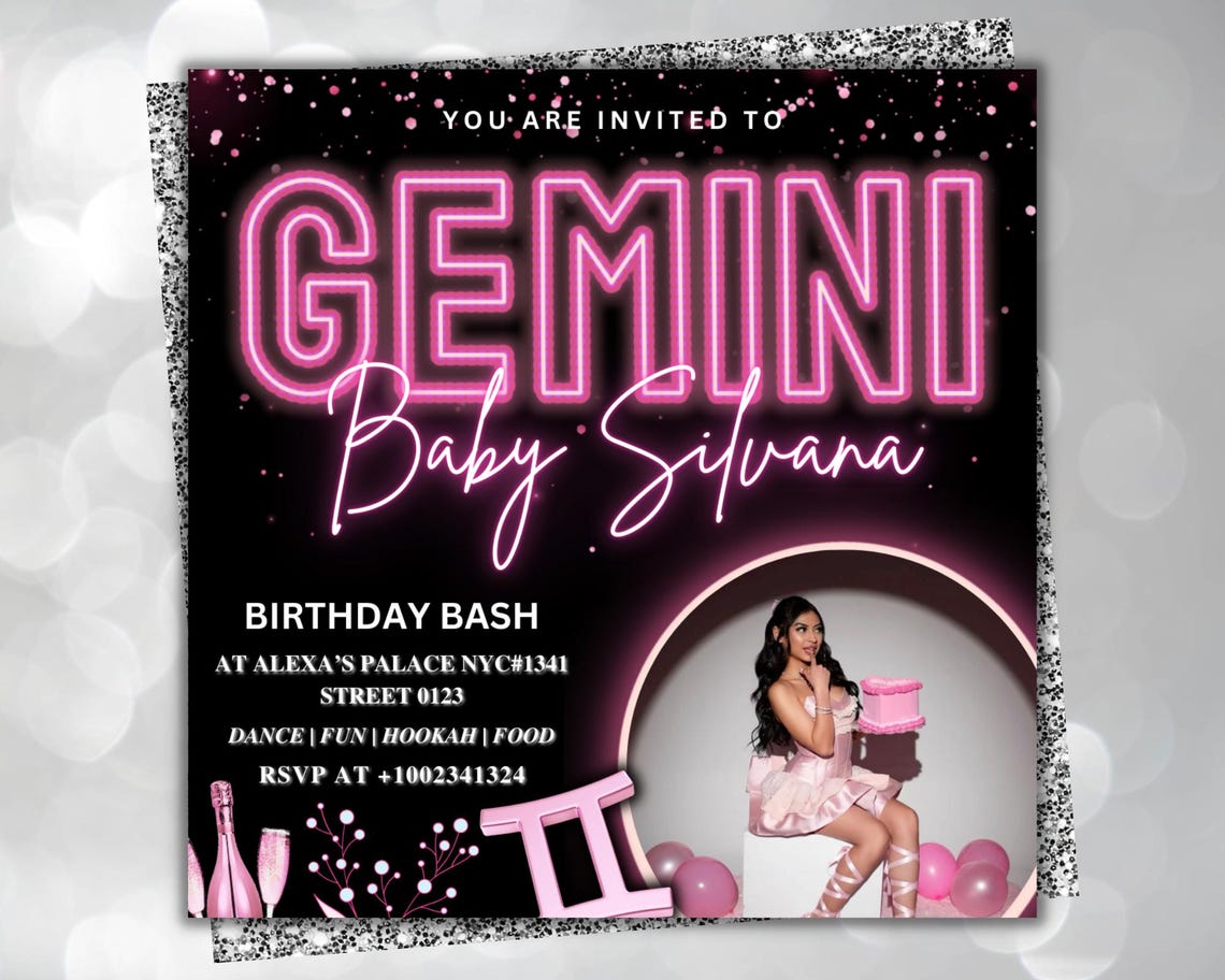 Gemini Birthday Flyer, Gemini Bash Flyer, Birthday Flyer, Birthday Girl ...