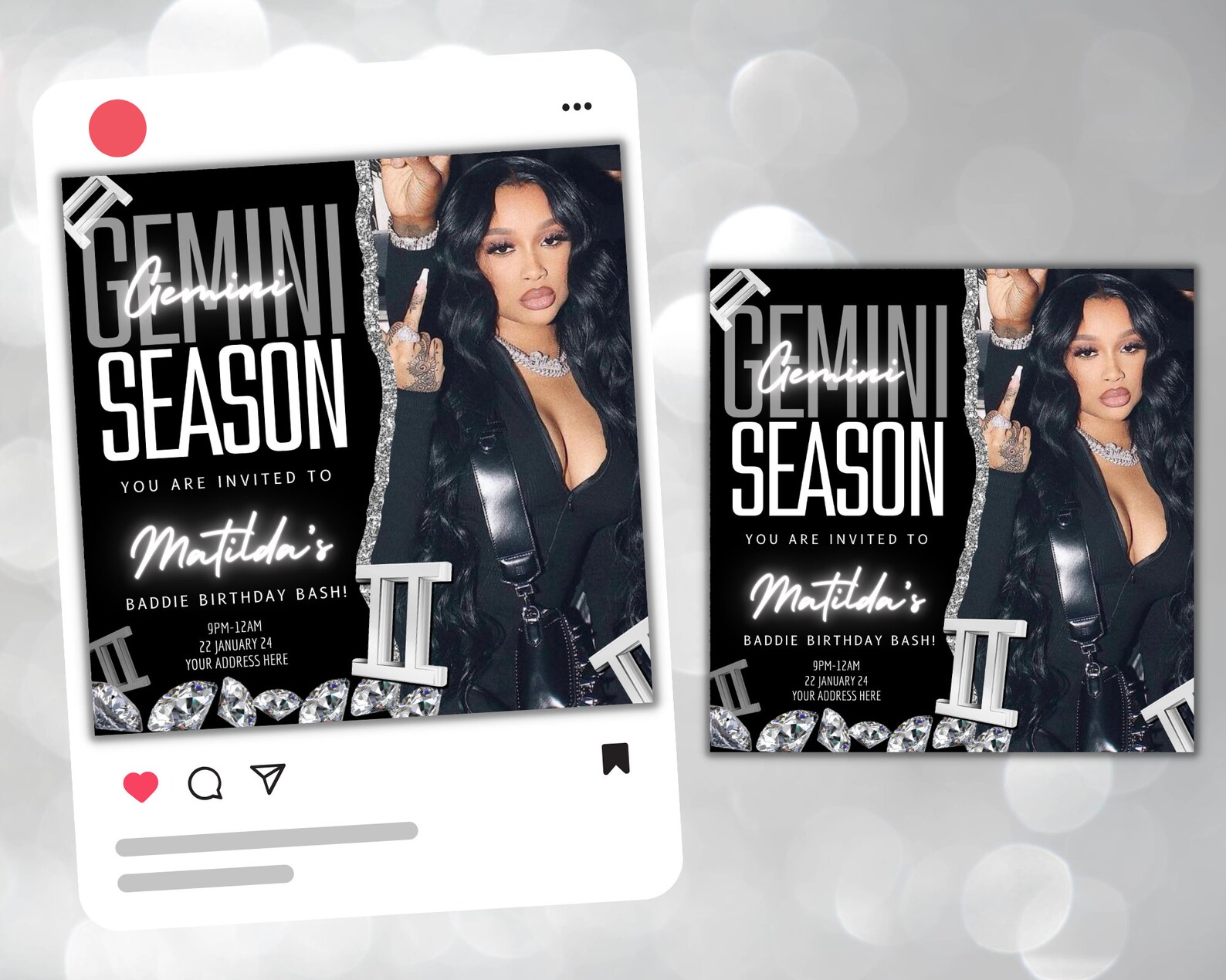 Gemini Birthday Flyer, Gemini Bash Flyer, Birthday Flyer, Birthday Girl ...