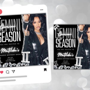 Gemini Birthday Flyer, Gemini Bash Flyer, Birthday Flyer, Birthday Girl ...