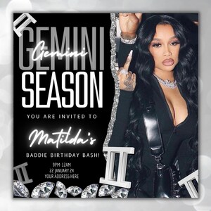 Gemini Birthday Flyer, Gemini Bash Flyer, Birthday Flyer, Birthday Girl, Party Flyer ...