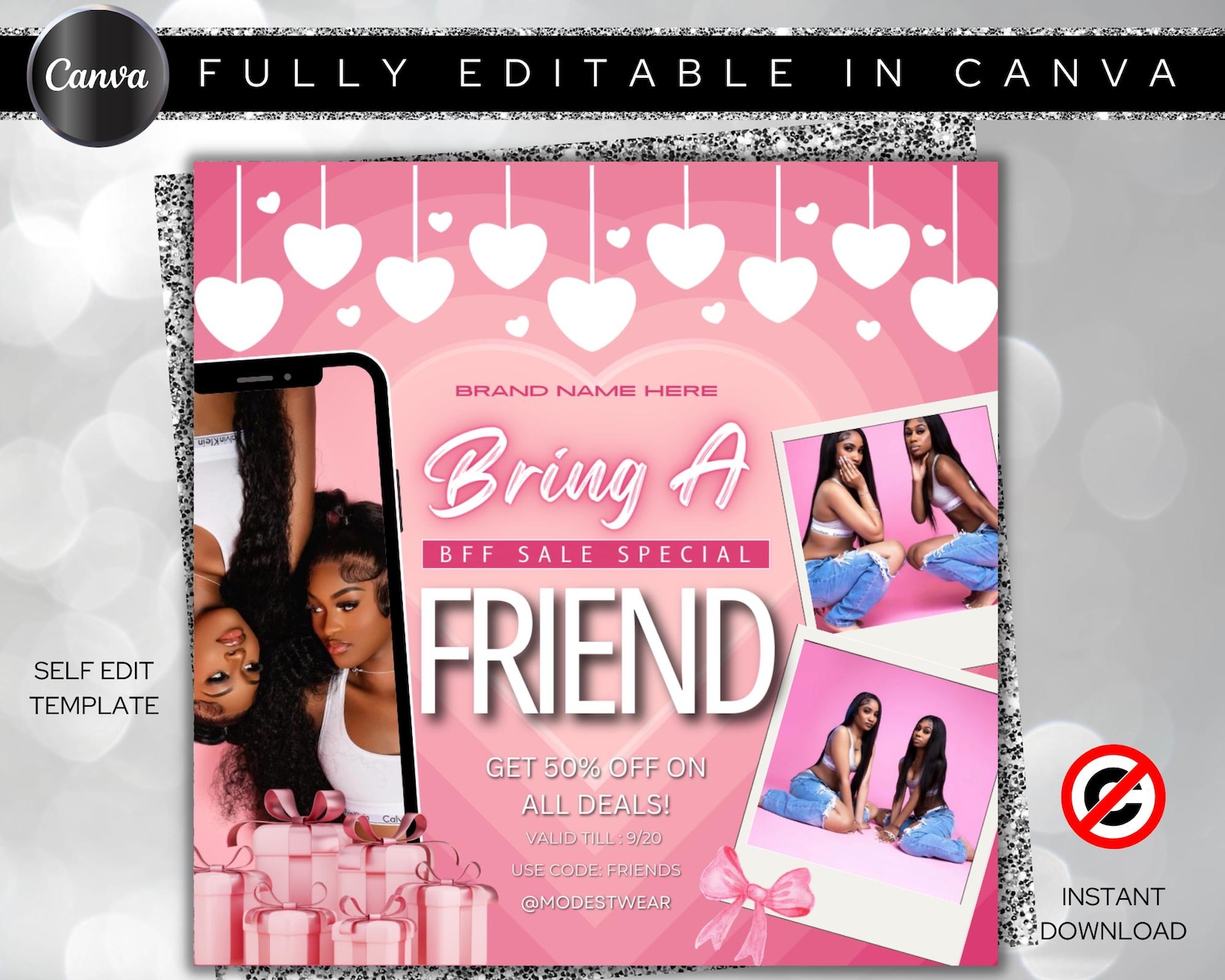 Bring a Friend Sale Flyer, Bestie Deal, Book Now Flyer, Hair Booking ...