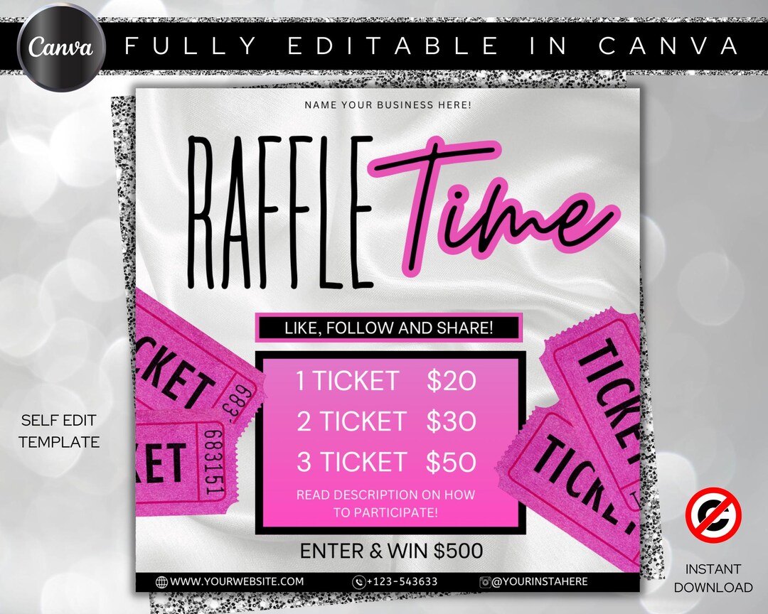 Raffle Giveaway Flyer, Raffle Flyer, DIY Giveaway Flyer, Raffle Ticket ...