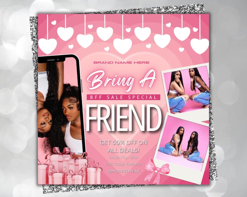 Bring a Friend Sale Flyer, Bestie Deal, Book Now Flyer, Hair Booking ...