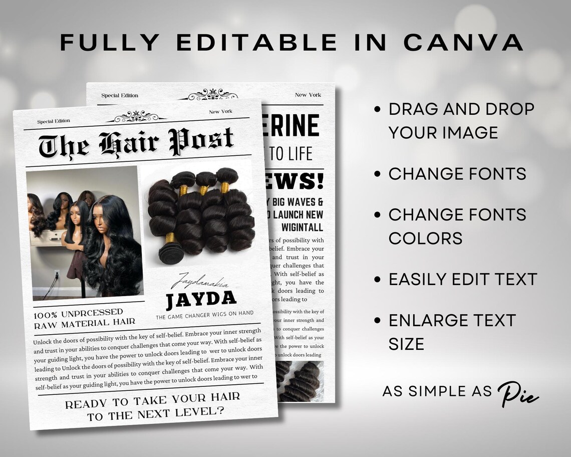 Newspaper Canva Template, Business Newspaper Template, Hair Newspaper ...