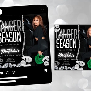 Cancer Birthday Flyer, Cancer Bash Flyer, Birthday Flyer, Birthday Girl ...