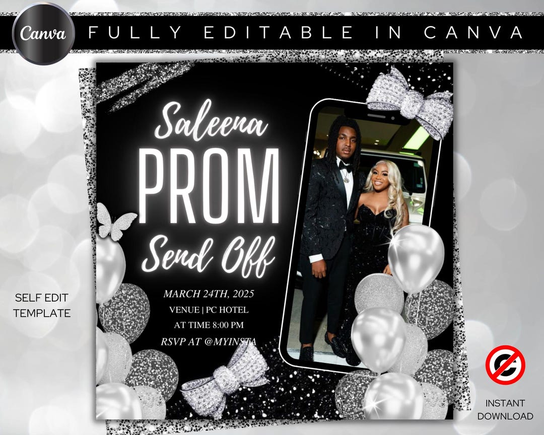 Prom Send off Flyer, DIY Prom Flyer, Prom Canva Template, Prom Send Off ...