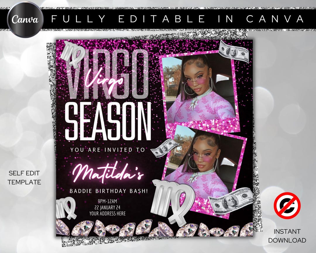Virgo Birthday Flyer, Virgo Bash Flyer, Birthday Flyer, Birthday Girl ...