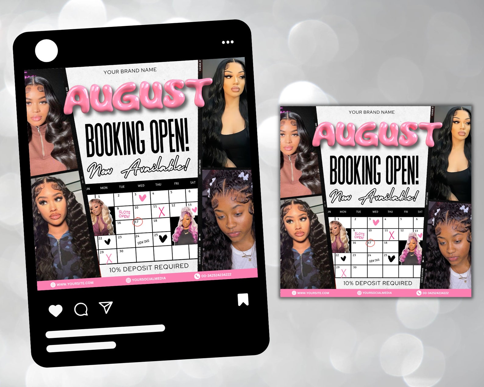 August Booking Flyer, DIY Flyer Template Design, August Appointment ...