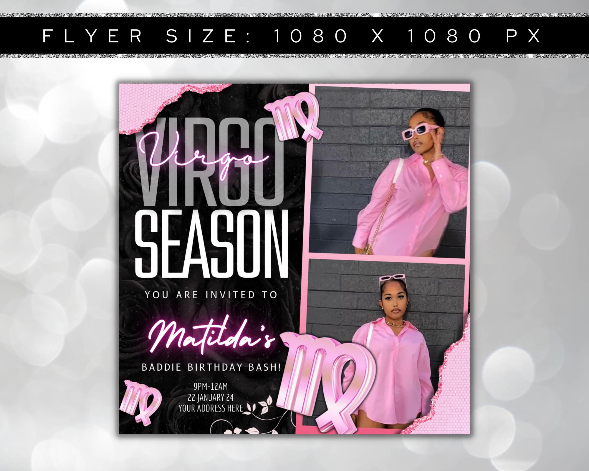 Virgo Birthday Flyer, Virgo Bash Flyer, Birthday Flyer, Birthday Girl ...