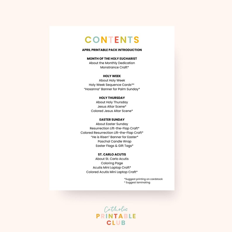 April Catholic Printable Pack | Holy Week, Easter Crafts, St. Carlo ...