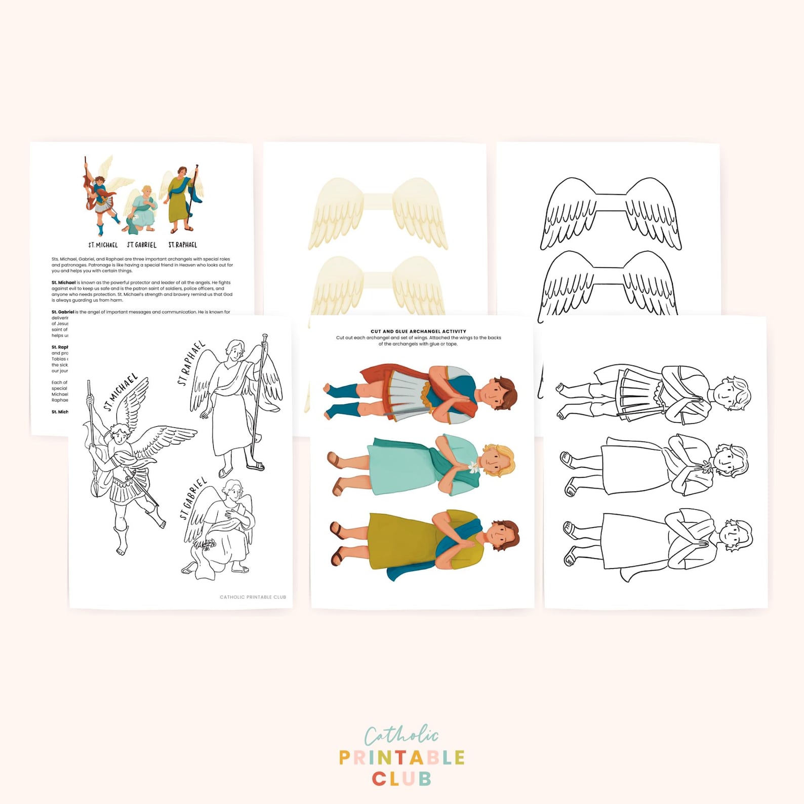 Feast of the Archangels Activity Bundle: Coloring Page & Angel Craft ...