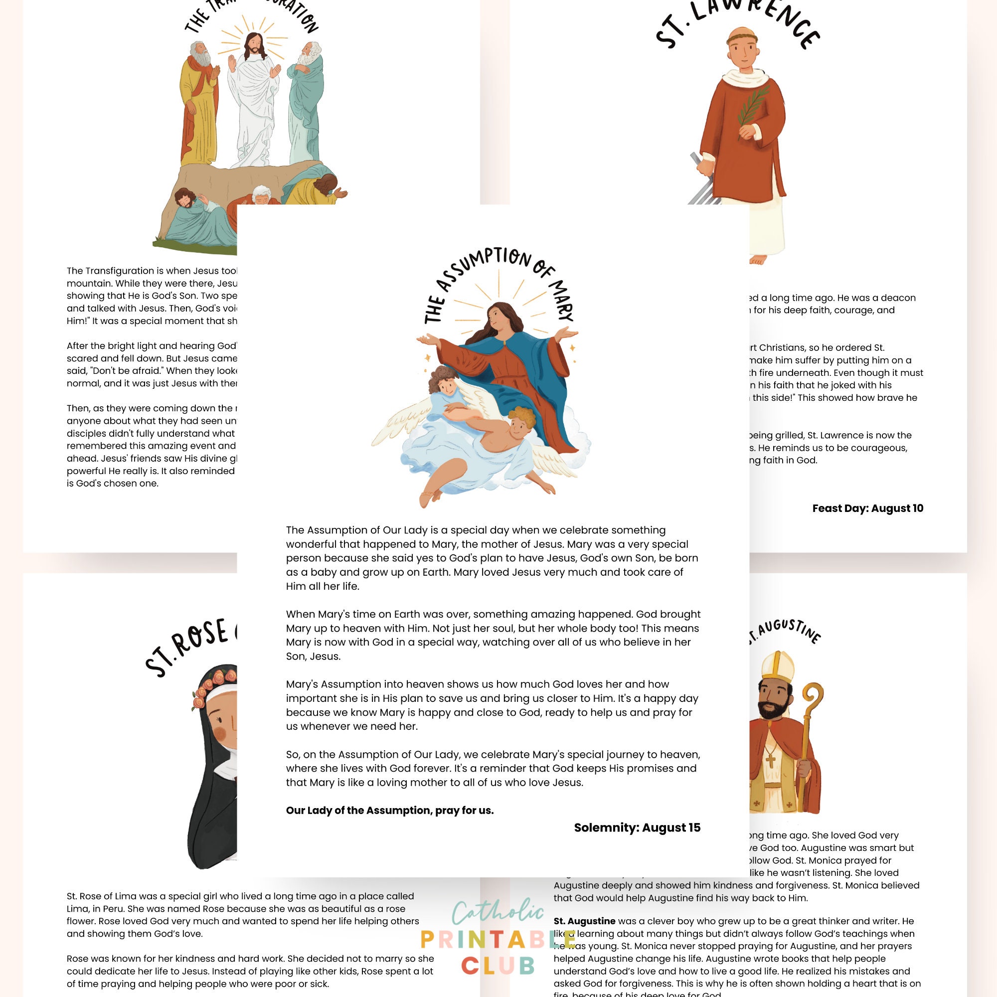 August Printable Bundle/ August Activities for Catholic Families ...