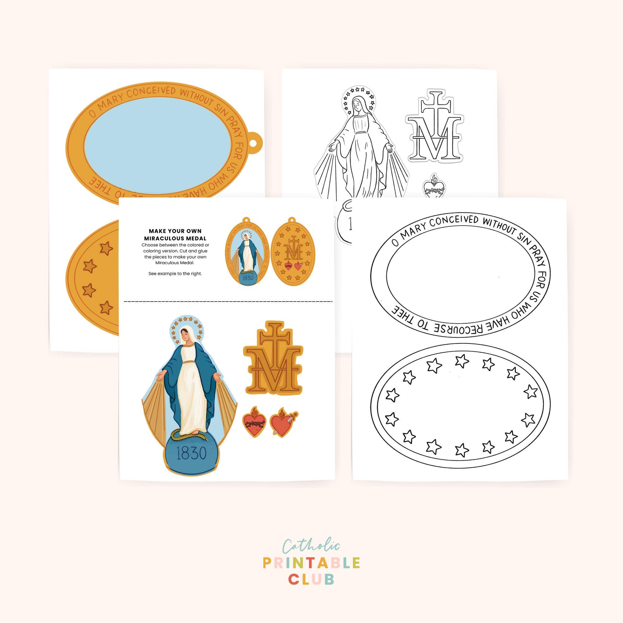 Our Lady of the Miraculous Medal Activity Bundle: Color Page ...