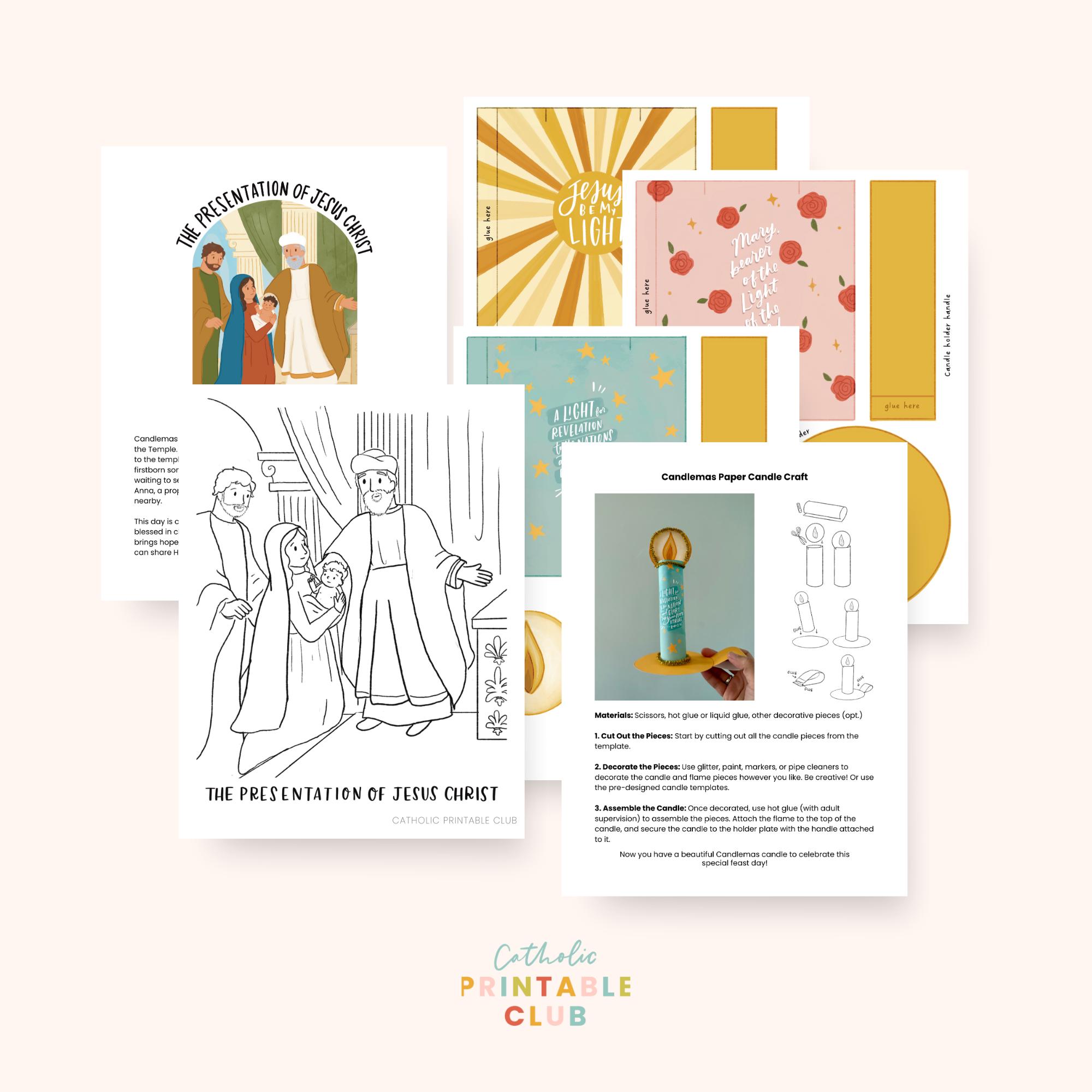 February Printable Pack, Catholic Coloring Pages and Crafts, Candlemas ...