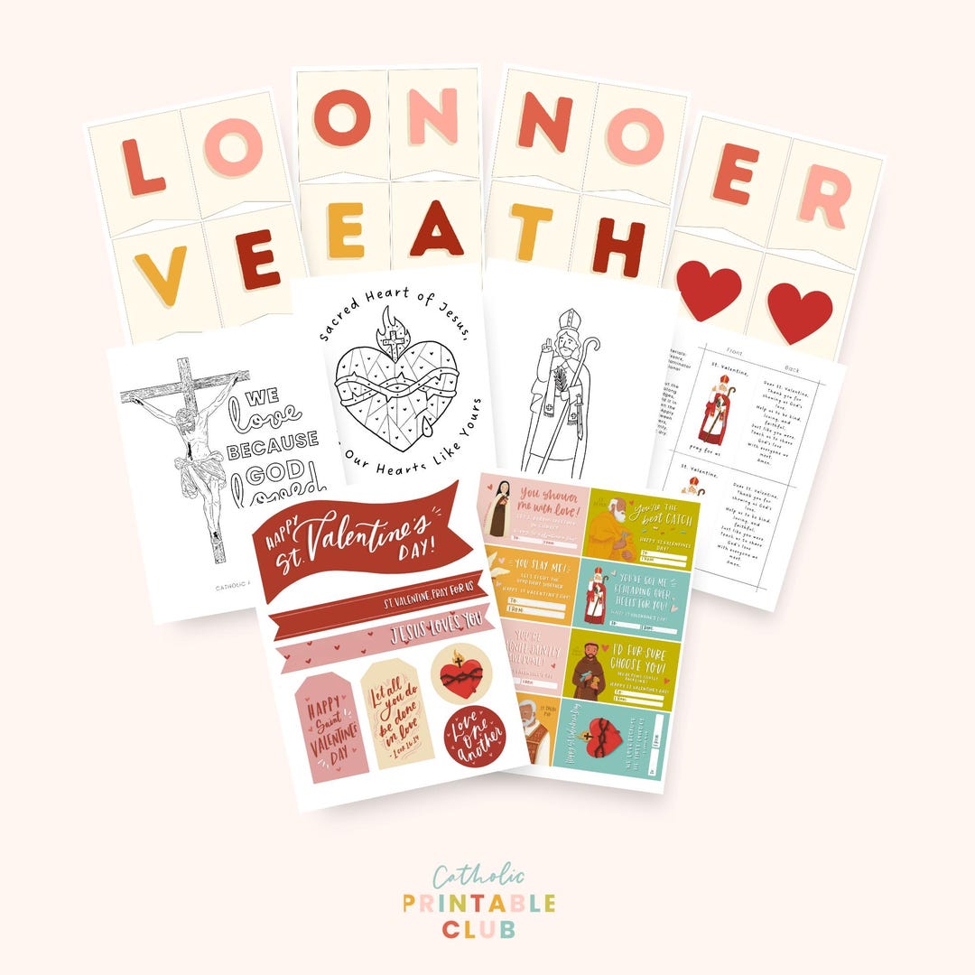 St. Valentine Party Printable Kit, Catholic Valentine Exchange Cards ...
