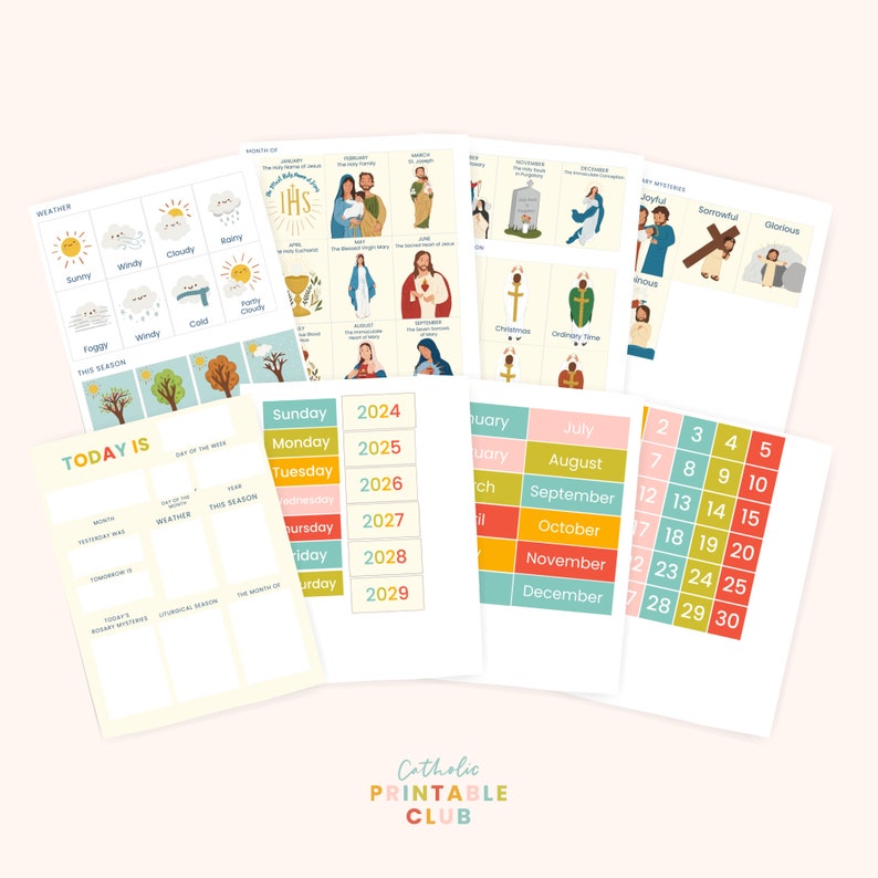 Catholic Daily Calendar Bundle, Morning Board, Homeschool Morning Work ...