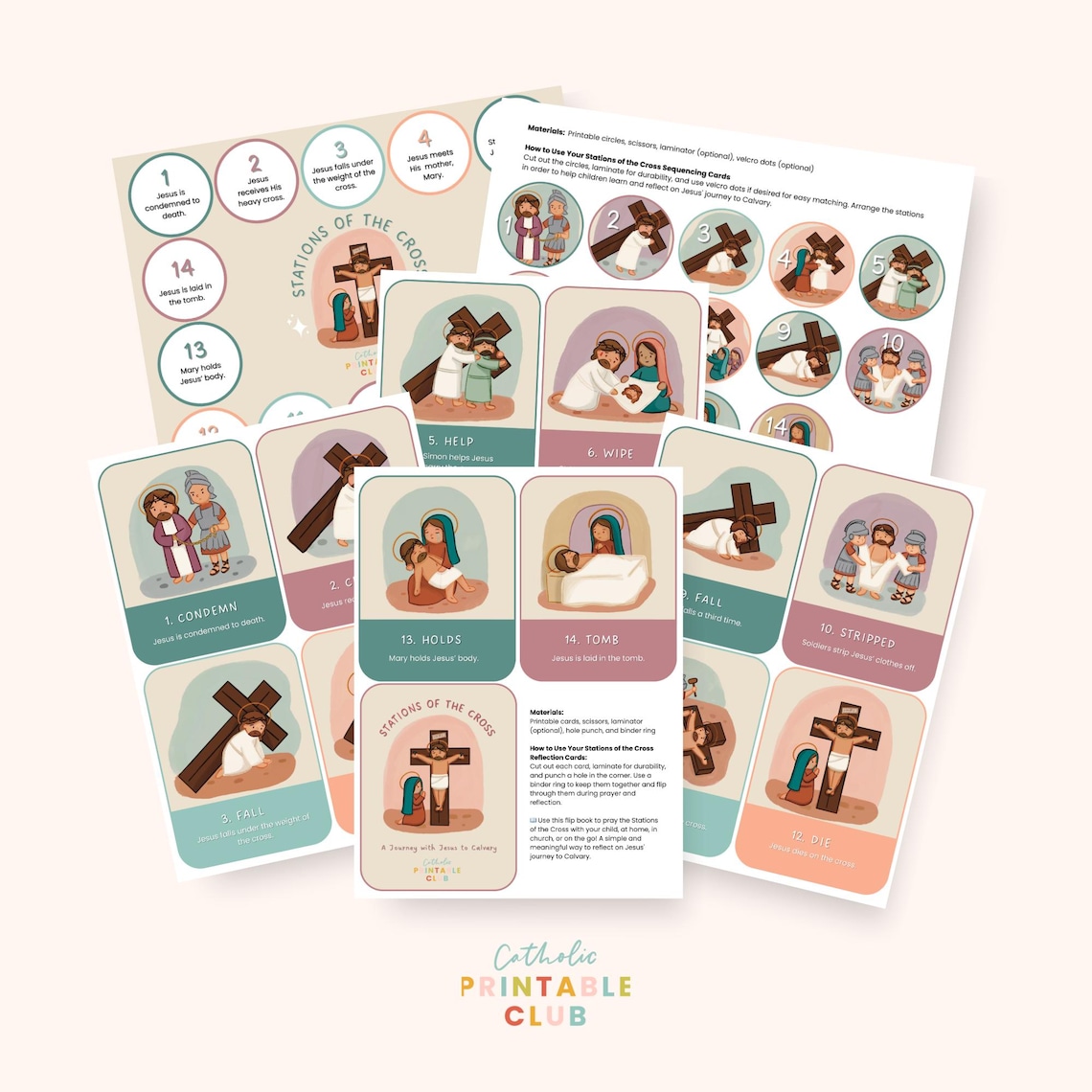 Stations of the Cross Printable Bundle: Reflection & Sequencing Cards ...