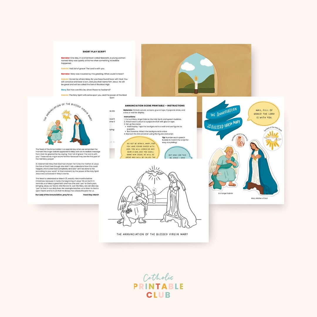 The Annunciation Activity Bundle | Coloring Page & Paper Puppet ...