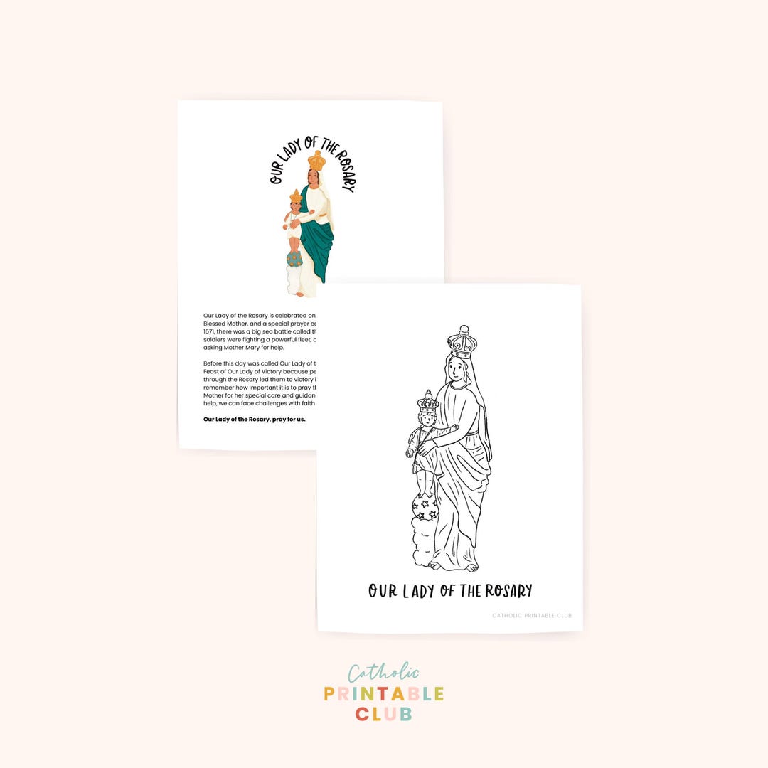 Our Lady of the Rosary Activity Bundle: Coloring Page & Rosary Mystery ...