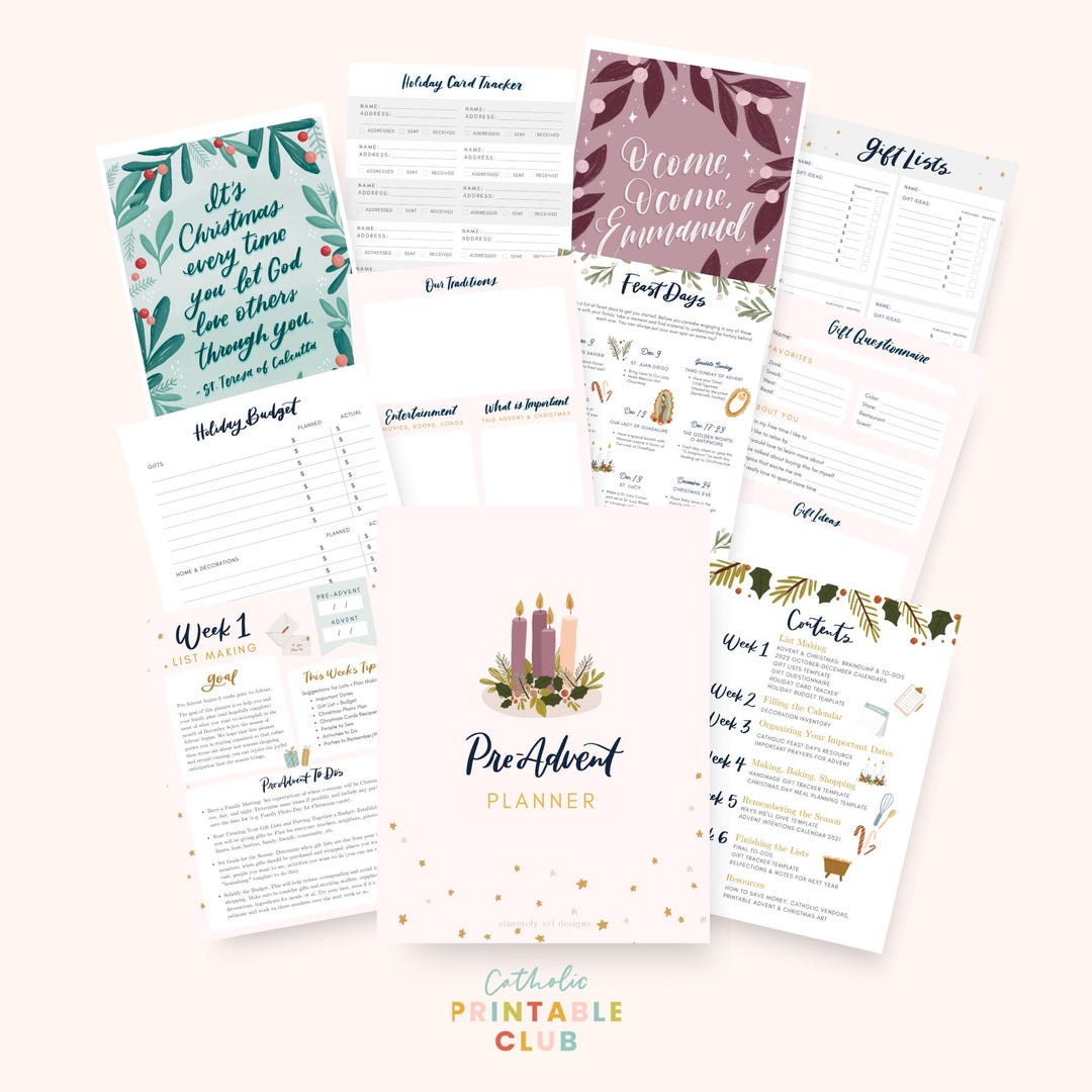 Catholic Holiday Printable Planner | Pre Advent Christmas Planner ...