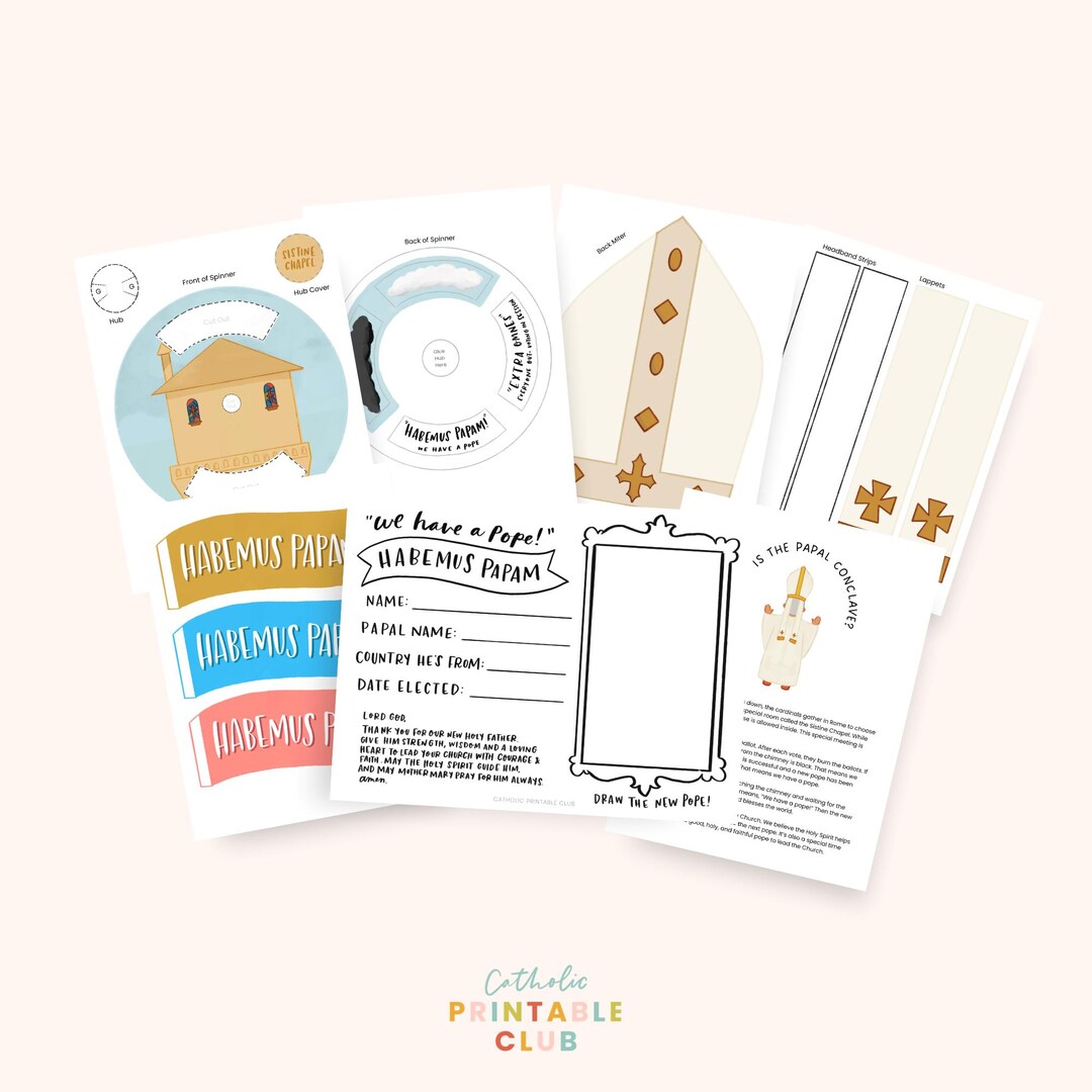 Papal Conclave Printable Pack | Kids Catholic Crafts | Pope Miter Hat ...