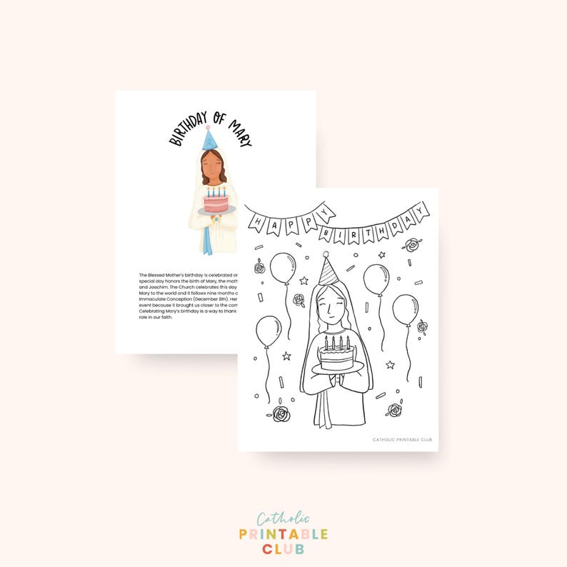 Mary Birthday Celebration Bundle: Story, Coloring Page, Play Dough Mat ...