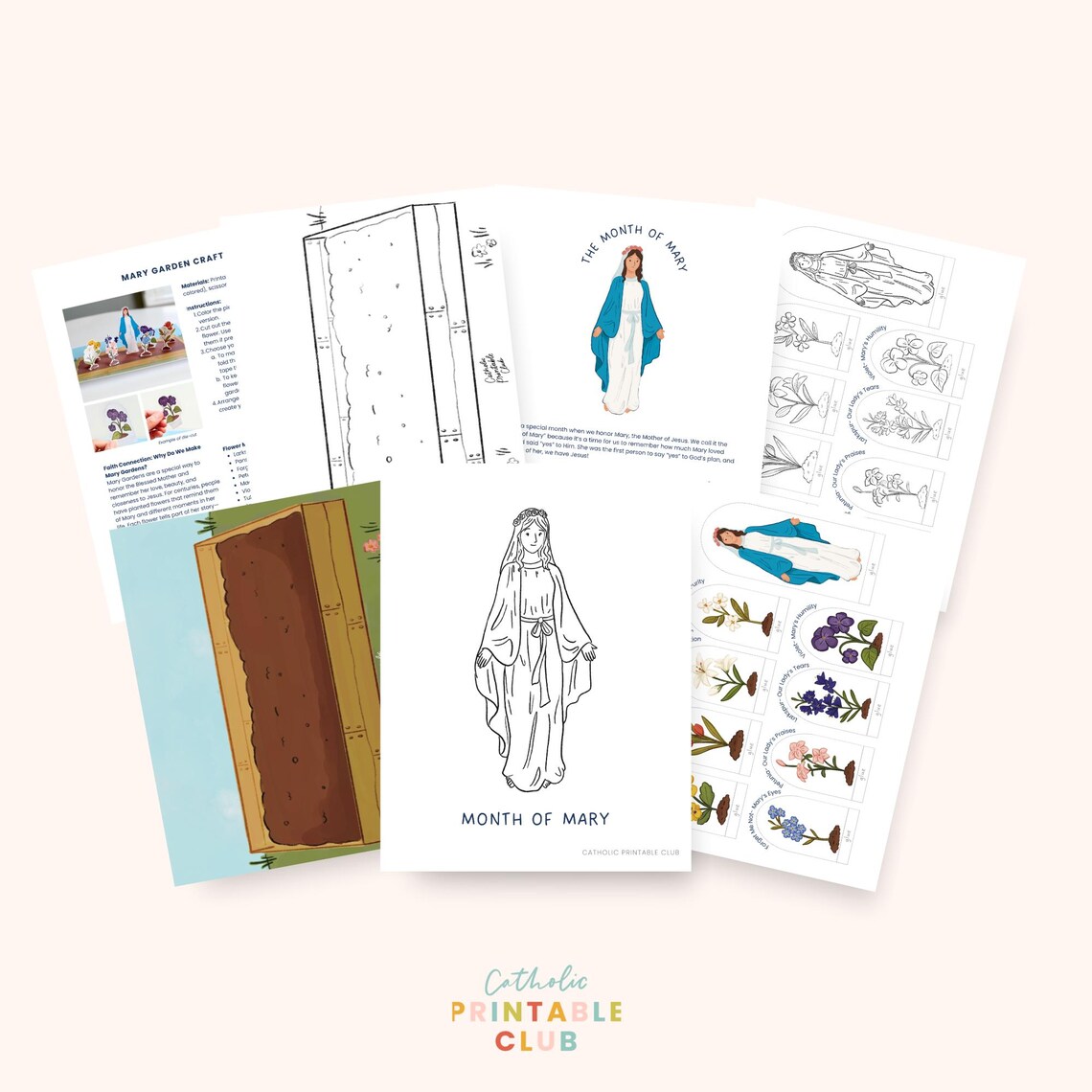 Month of Mary Activity Bundle | Marian Coloring Page & 3D Mary Garden ...