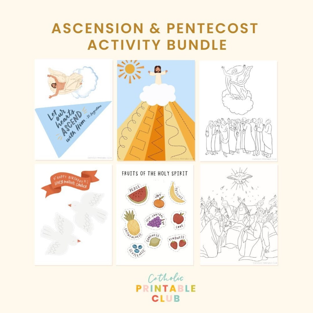 Ascension Pentecost Activity Sheets, Catholic Kids, Sunday School Craft ...