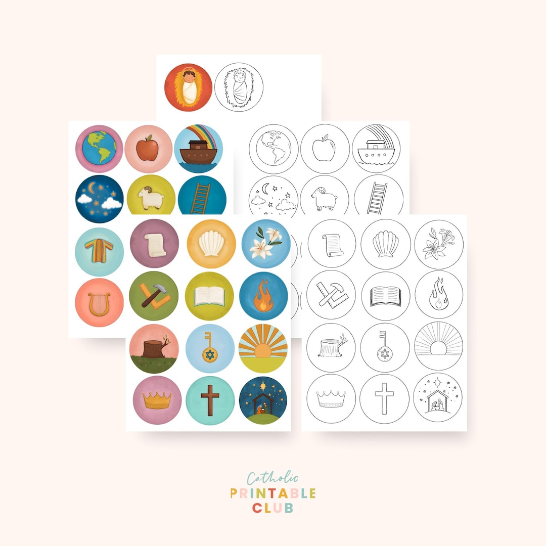 Printable Jesse Tree Ornaments | Advent Countdown | Bible Story Symbols ...