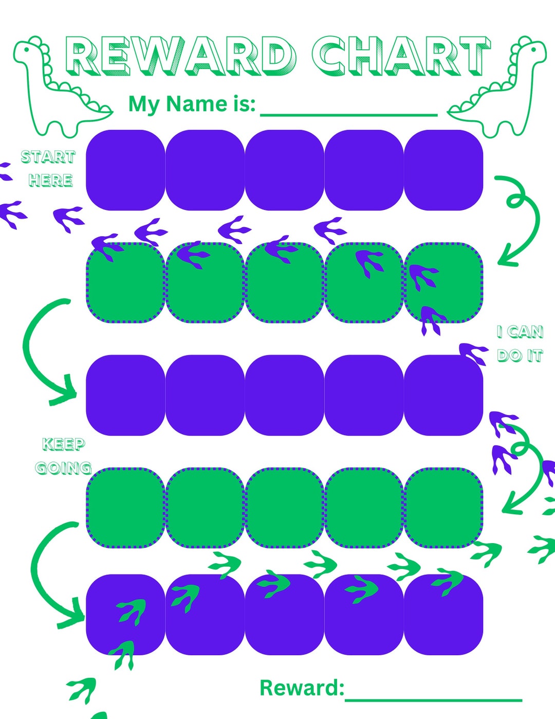 Dino-motivate: Printable Dinosaur Themed Kids Reward Chart (PDF ...