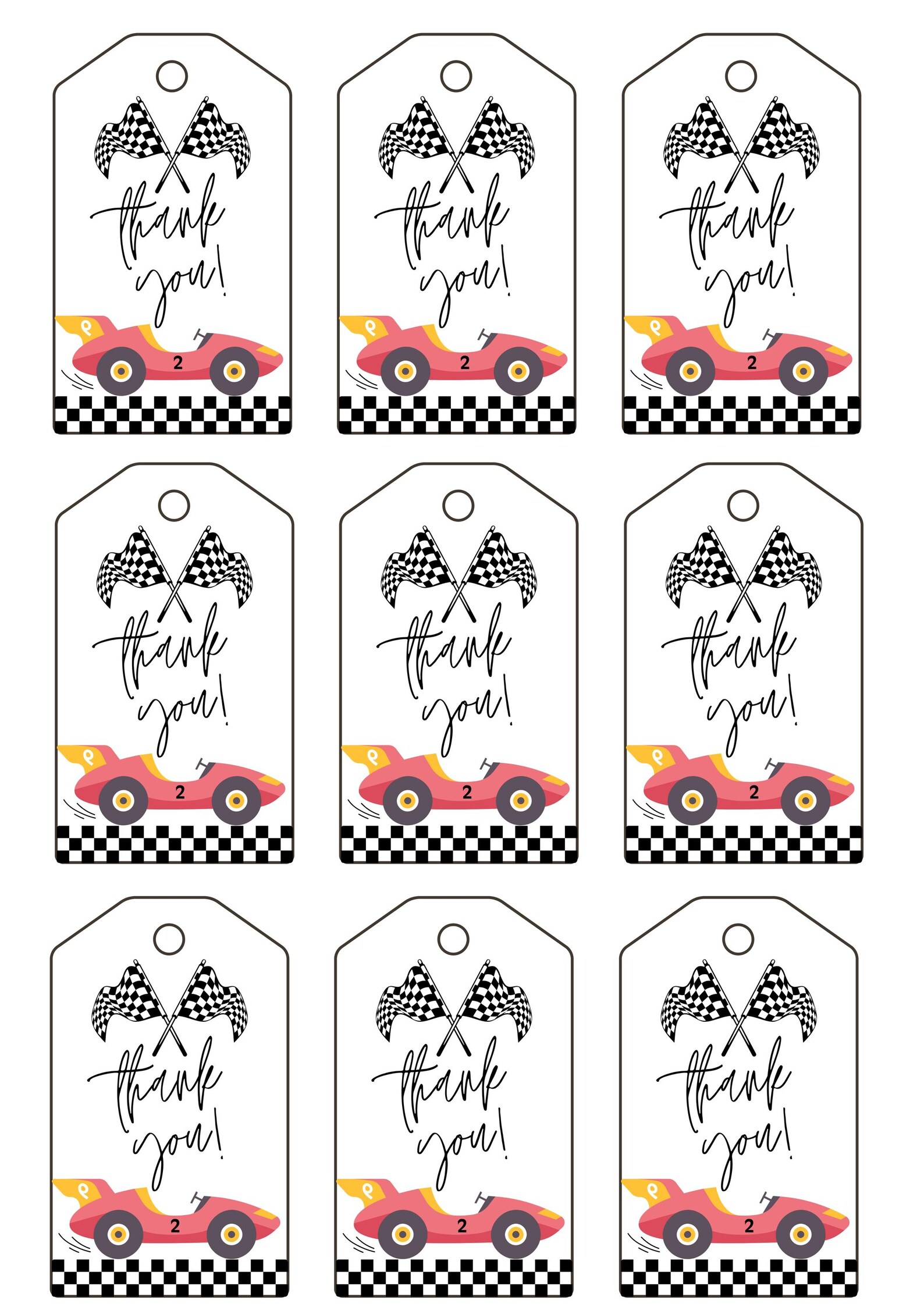 Thank You Tags, Car Themed Birthday, Car Birthday, Two Fast Birthday ...